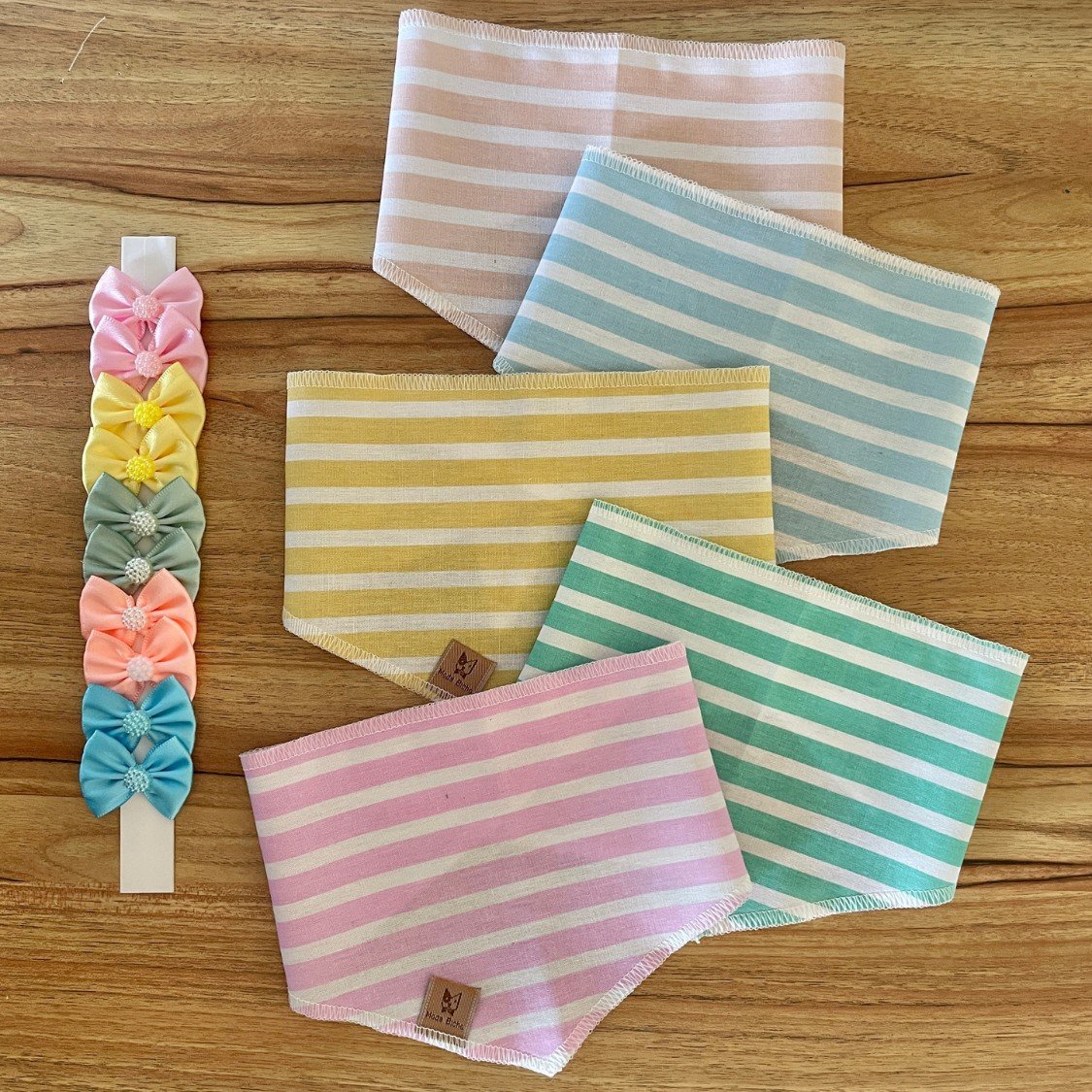 Kit Pet Bandana Listra e Laço Candy - 30 un - P, M, G ou GG